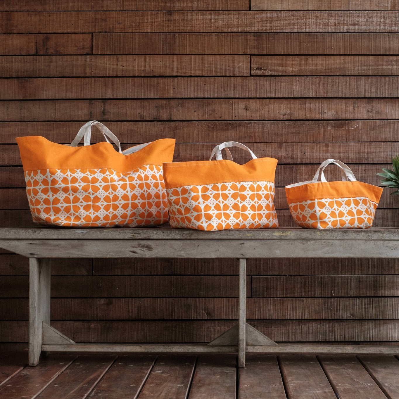 Set of Three Totes - Senibua Print, Mango – Rise Beyond The Reef